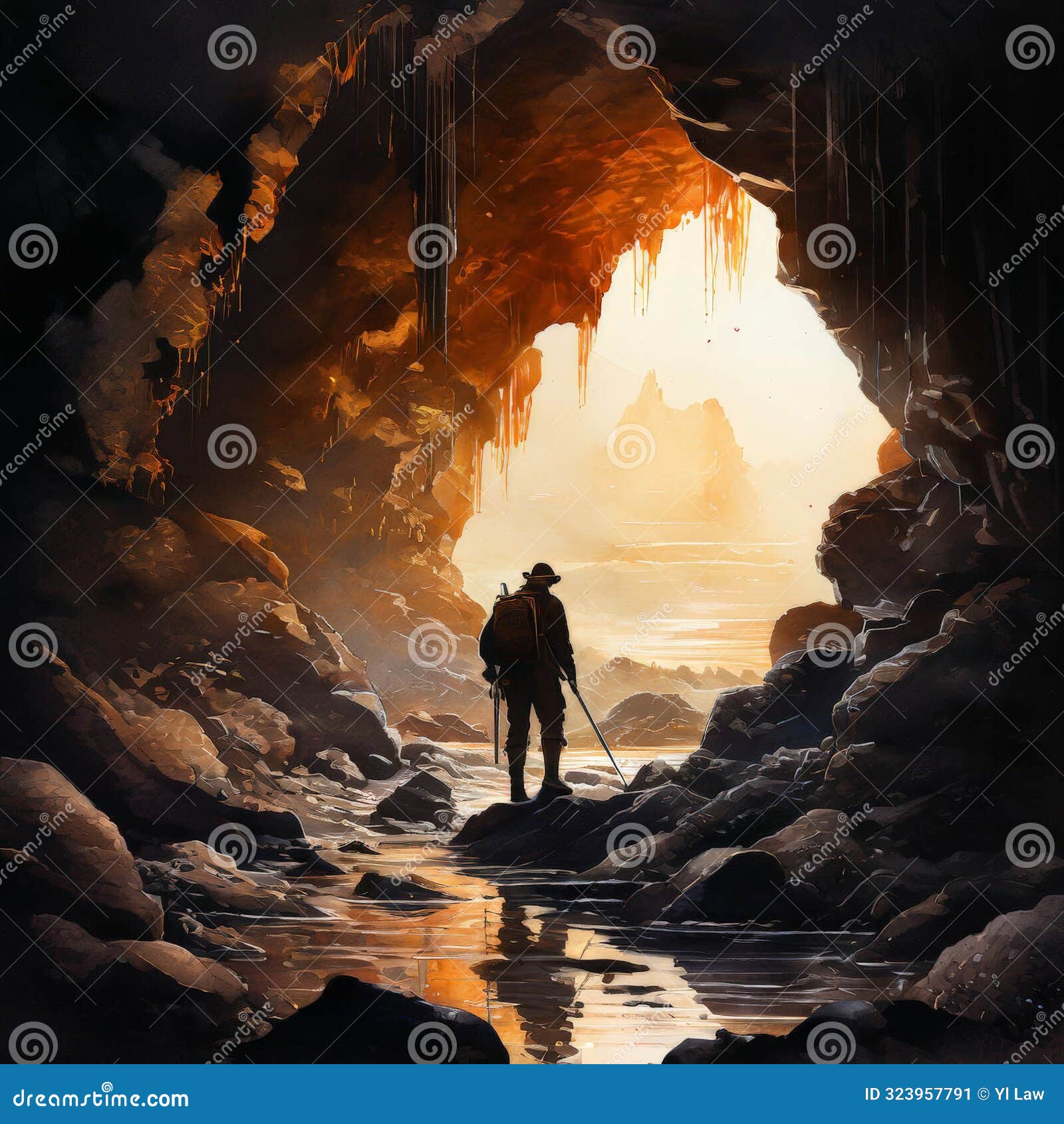 AI Image Generator, Cave Explorer S Shadow. Silhouette Concept ...