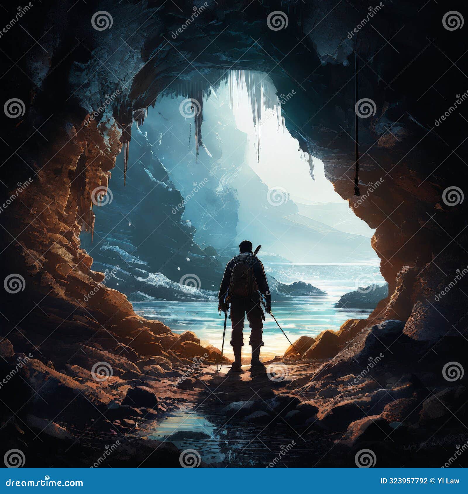 AI Image Generator, Cave Explorer S Shadow. Silhouette Concept ...