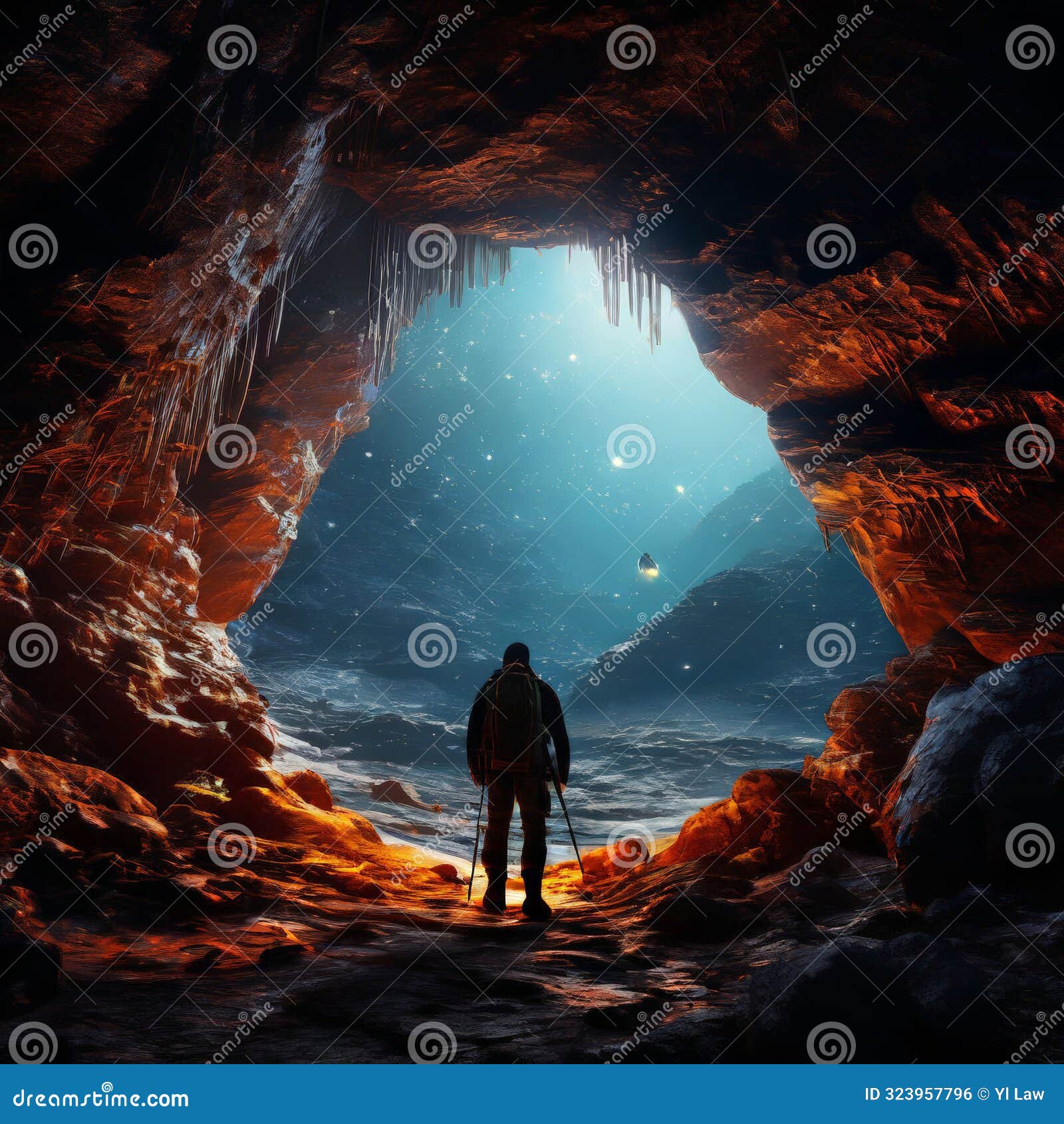 AI Image Generator, Cave Explorer S Shadow. Silhouette Concept ...