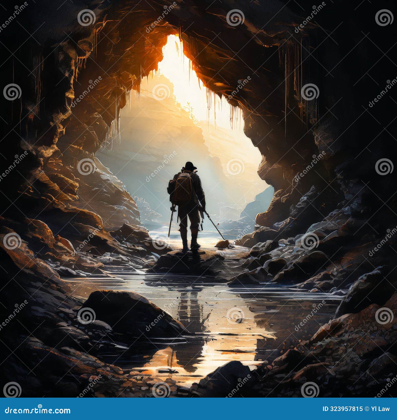 AI Image Generator, Cave Explorer S Shadow. Silhouette Concept ...