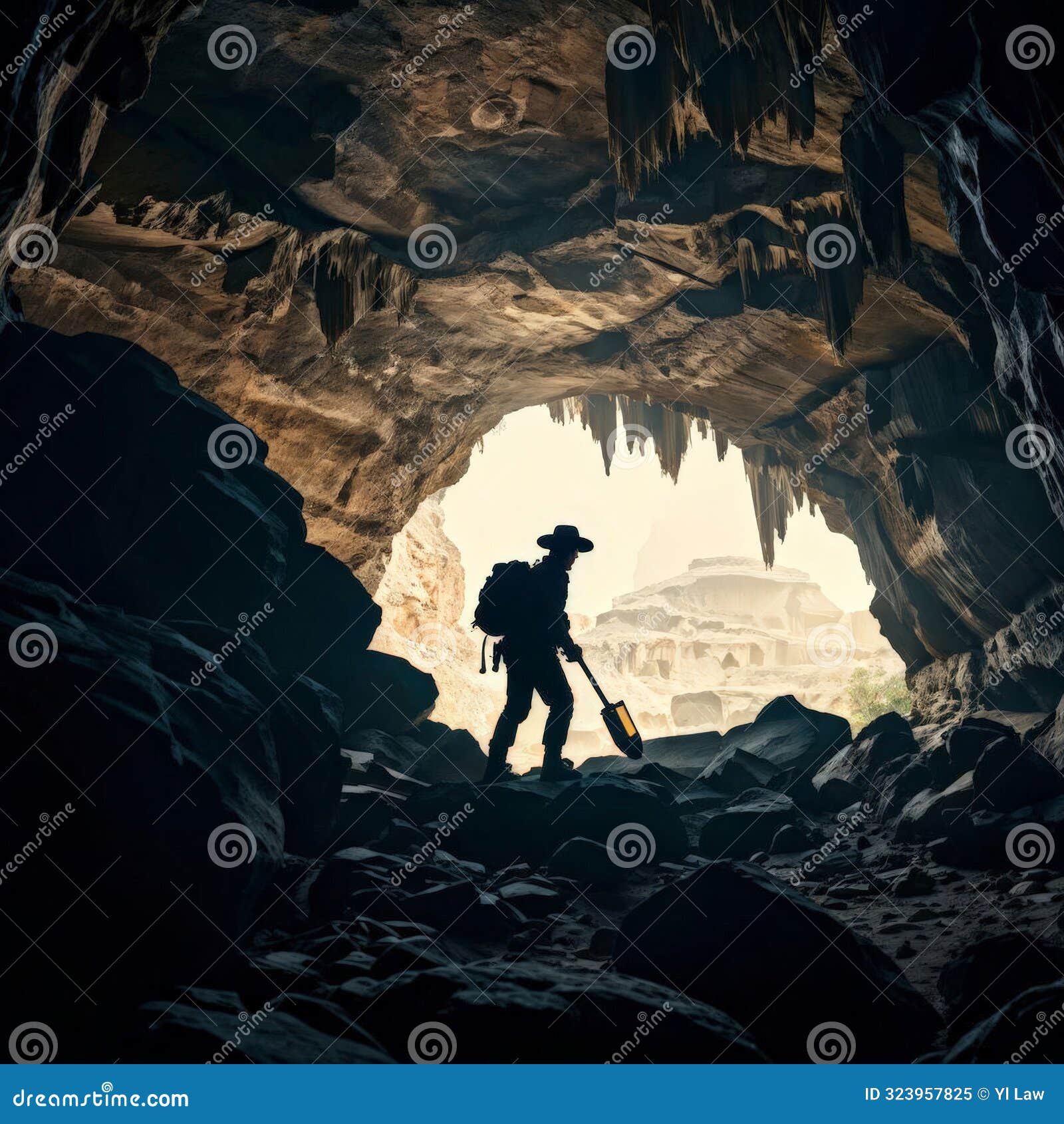 AI Image Generator, Cave Explorer S Shadow. Silhouette Concept ...
