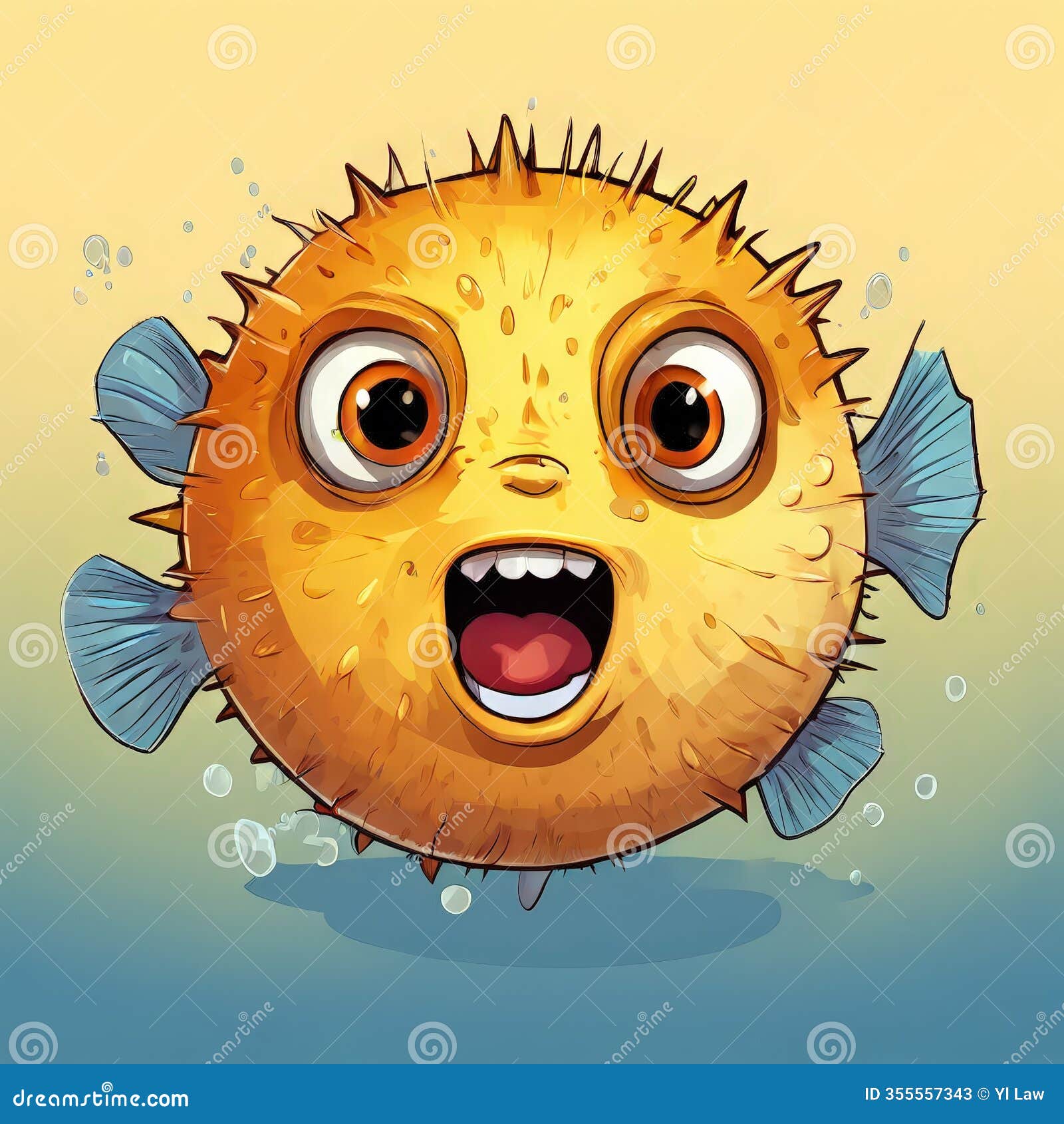 The AI Image Generator, Cute Animated Pufferfish Floating I Editorial ...