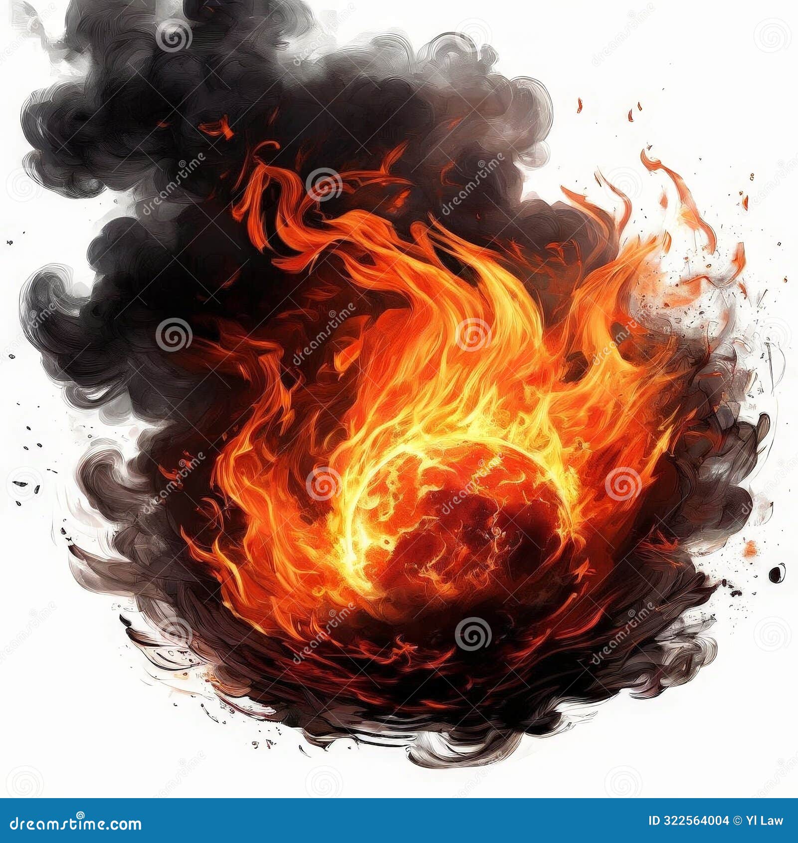 AI Image Generator, Fiery Explosion on Fire Stock Illustration ...