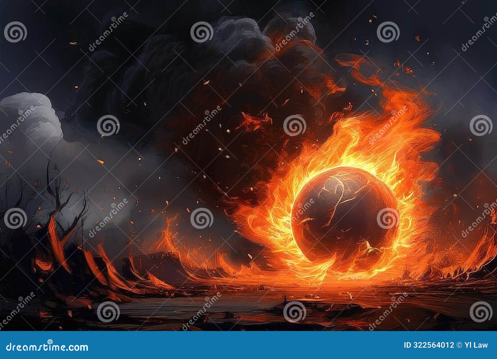 AI Image Generator, Fiery Explosion on Fire Stock Illustration ...