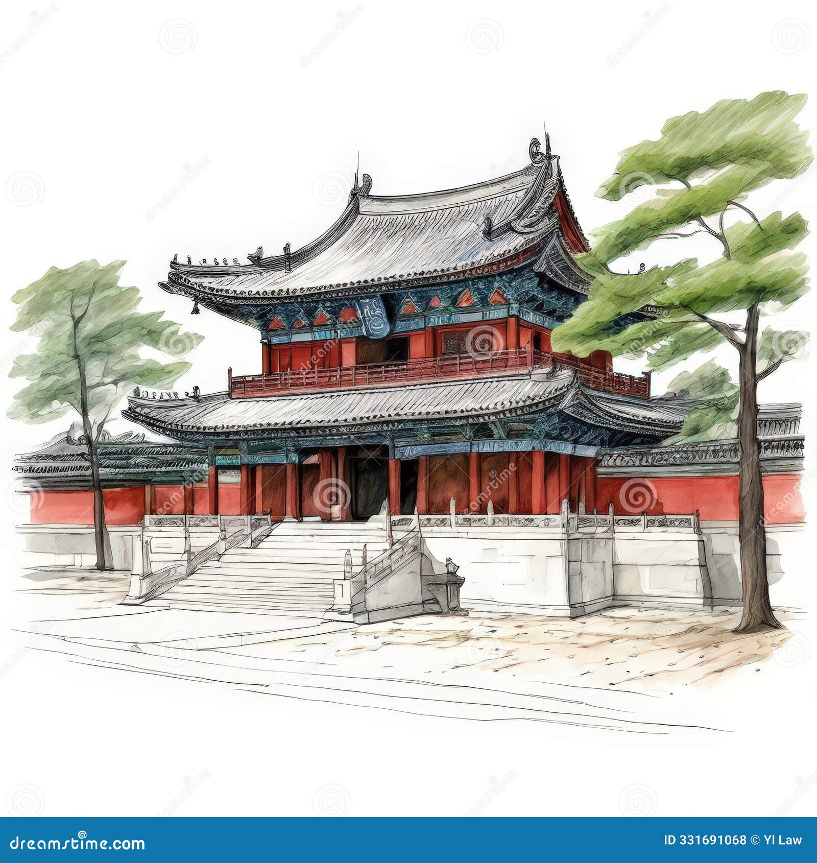 The AI Image Generator, Japanese Temple Drawing Editorial Stock Photo ...