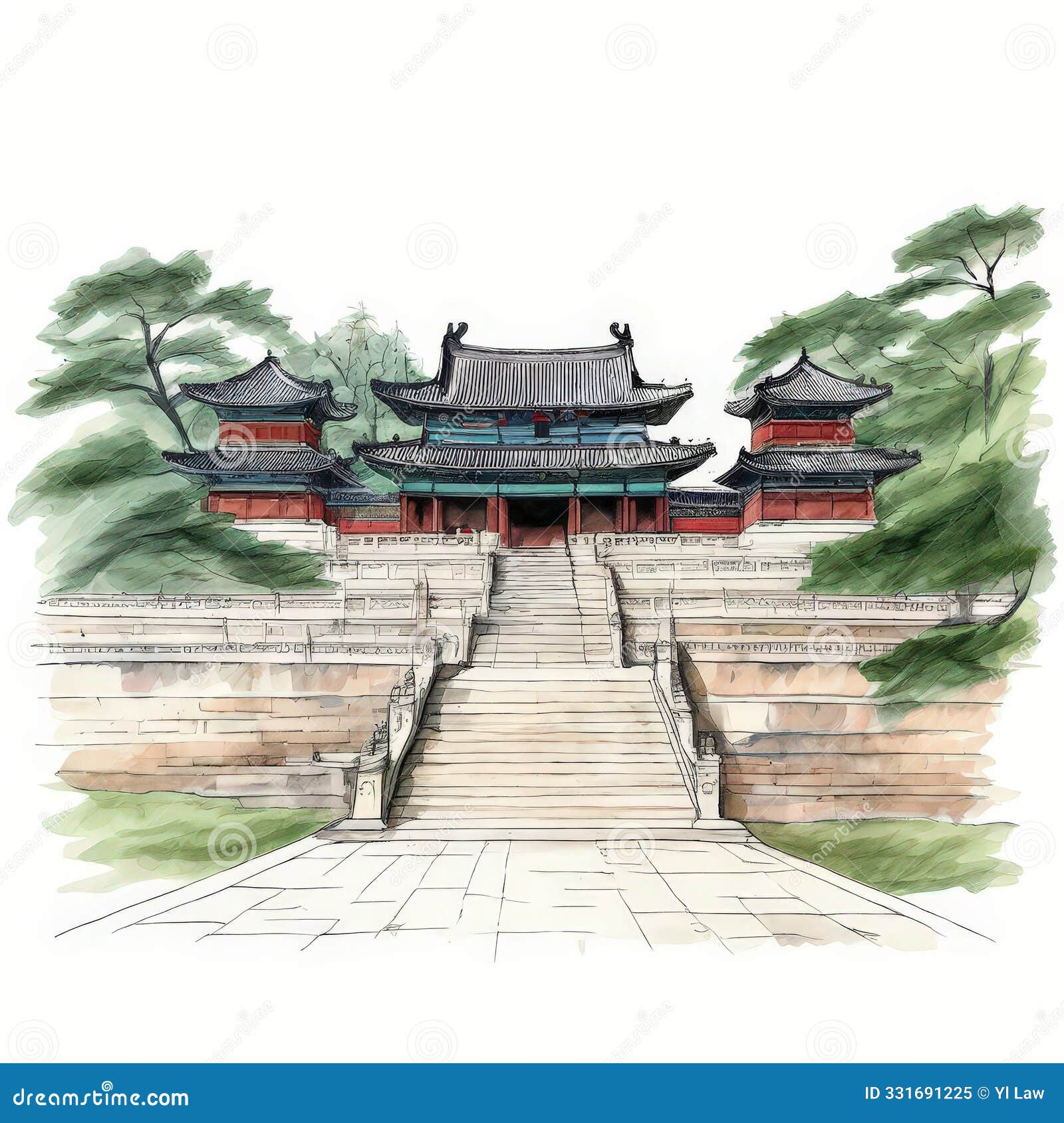 The AI Image Generator, Japanese Temple Drawing Editorial Image - Image ...
