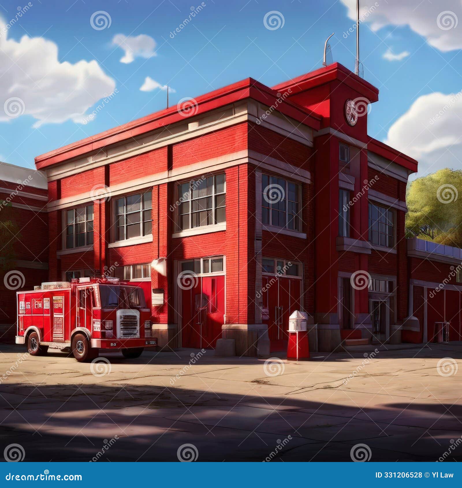 The AI Image Generator, Modern Fire Station with Neon Safety Sign ...