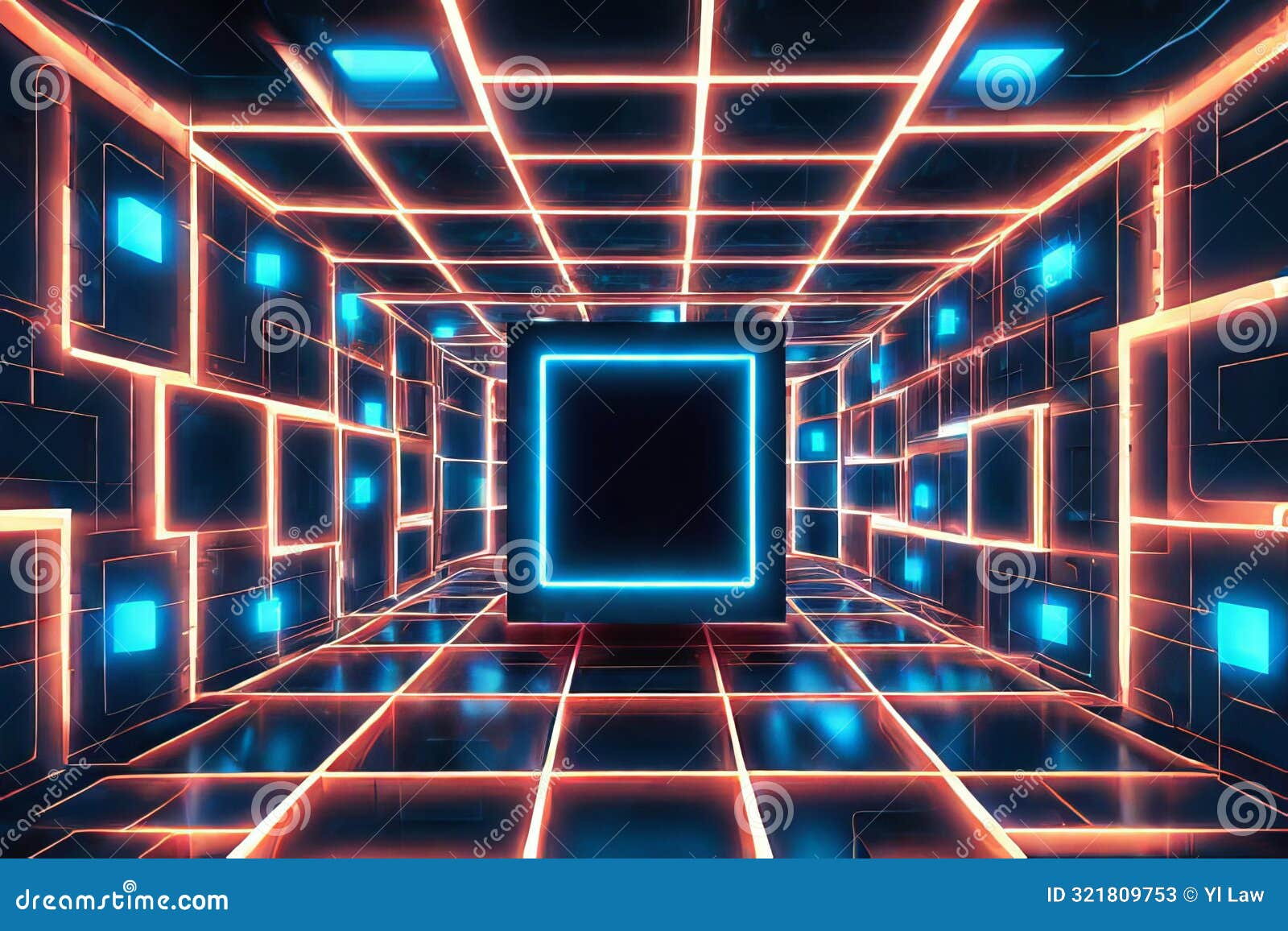 AI Image Generator, Neon Geometry Stock Illustration - Illustration of ...