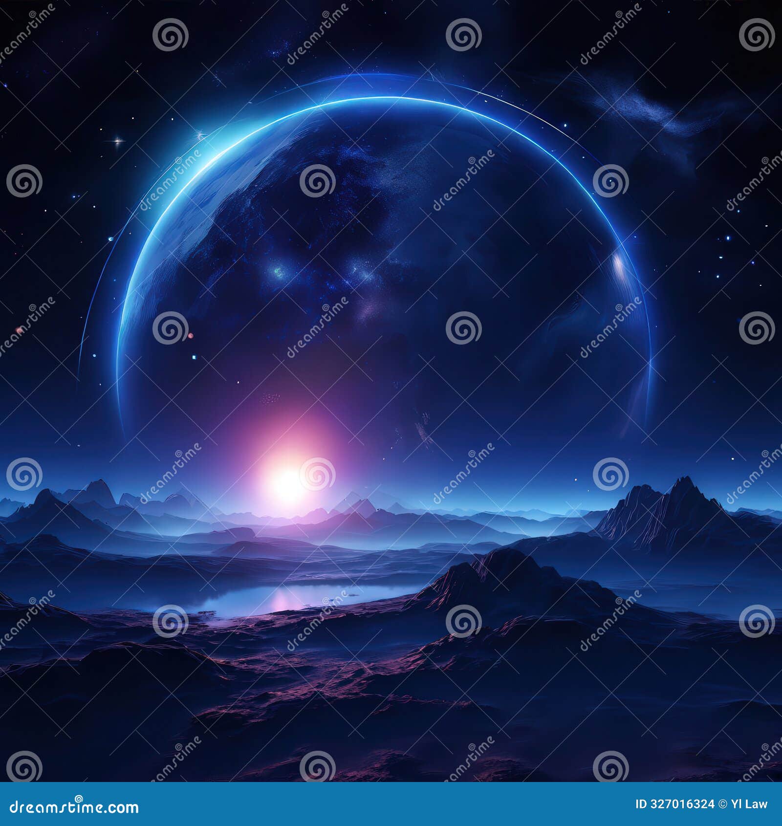 The AI Image Generator, Night Sky and Moon Stock Illustration ...