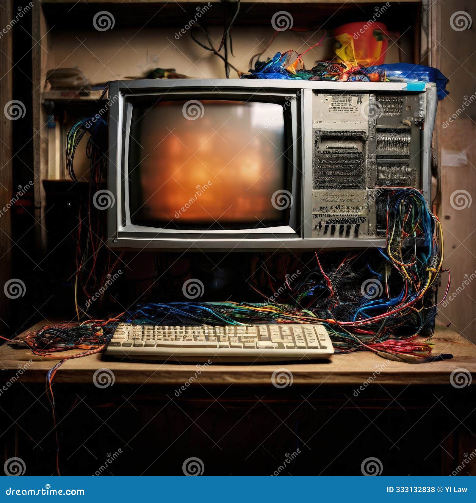 The AI Image Generator, Old Computer with a Plant in a Pot Editorial ...