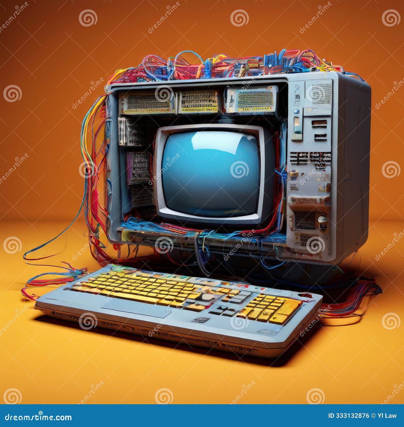 The AI Image Generator, Old Computer with a Plant in a Pot Editorial ...