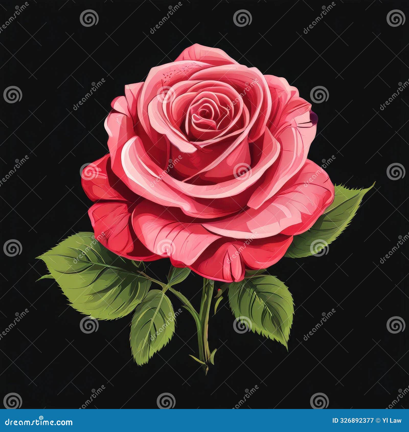 The AI Image Generator, Pink Rose Isolated on a Black Background ...