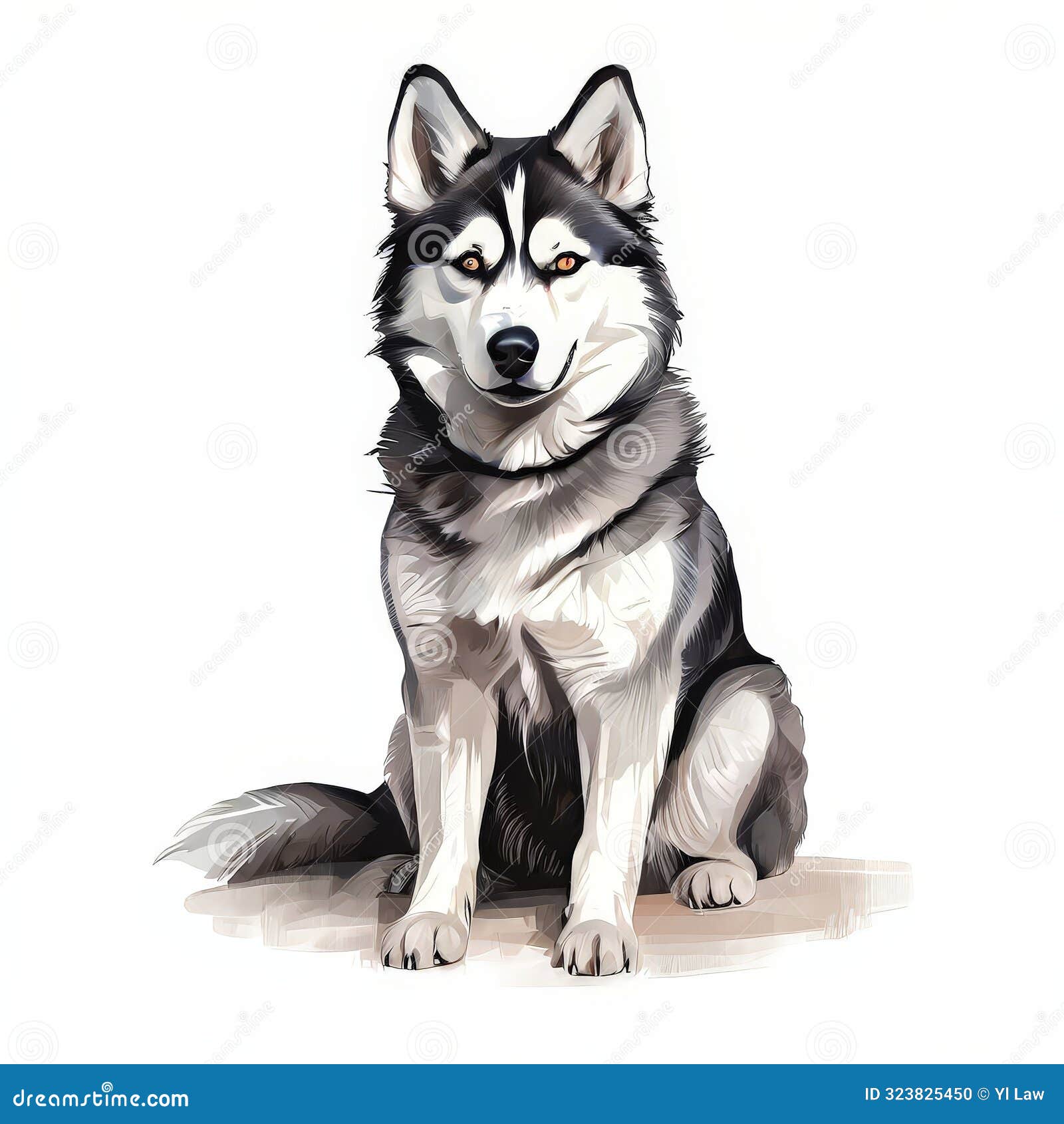 AI Image Generator, Portrait of a Happy Husky Dog Stock Illustration ...