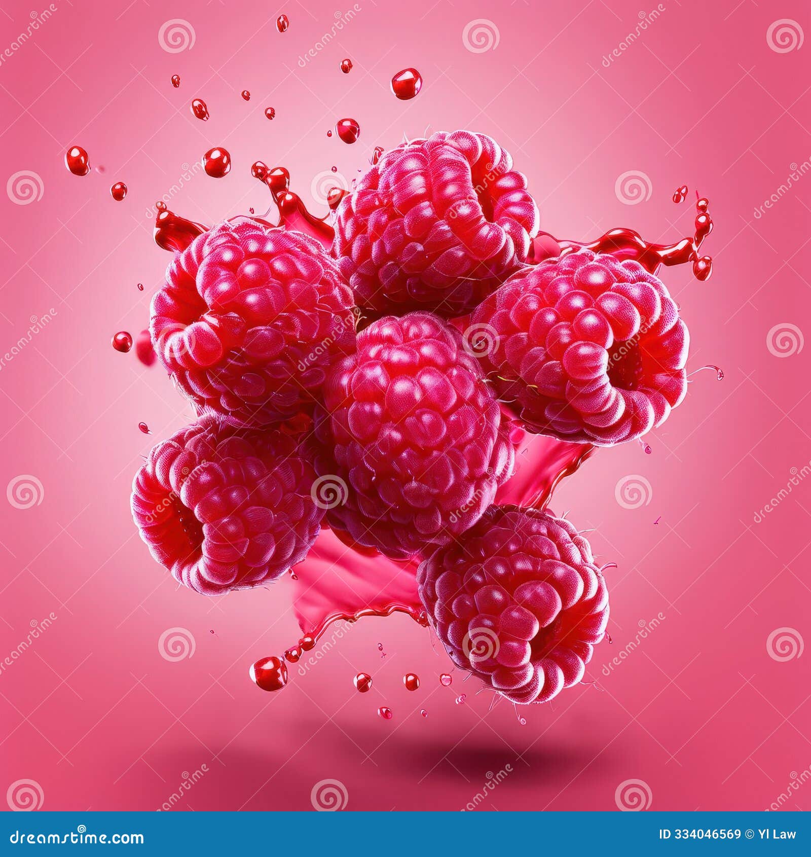 the AI Image Generator, Red Raspberries Exploding and Flying All Around t