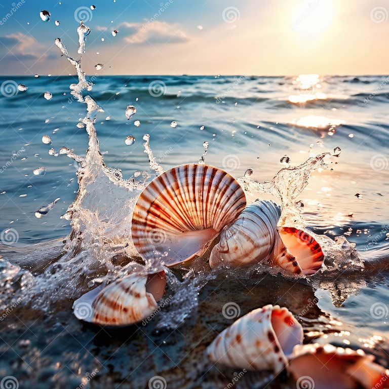 The AI Image Generator, Sea Shells Falling from the Sky Washing ...