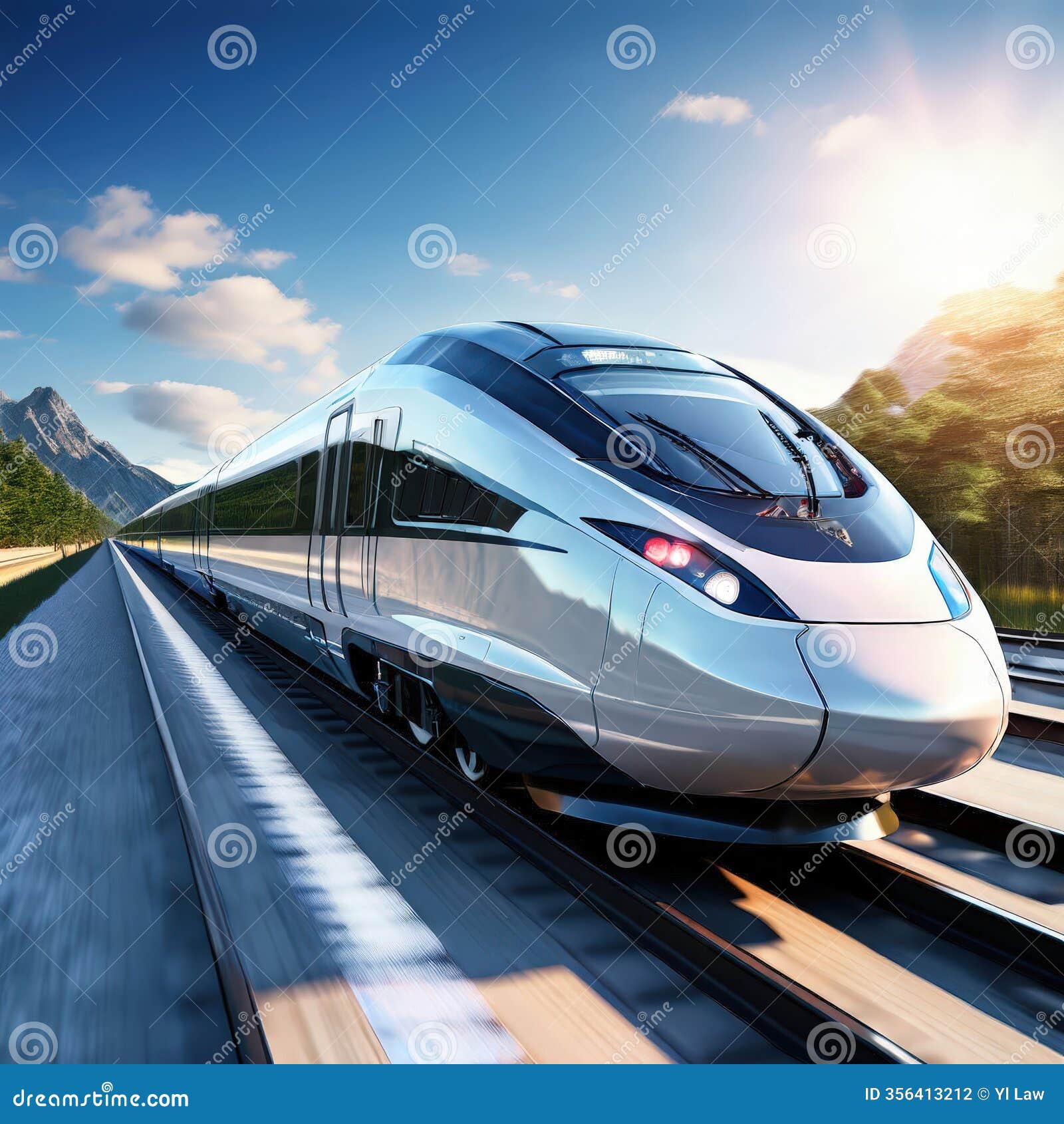 The AI Image Generator, Speed Modern Train Gliding on Tracks Editorial ...