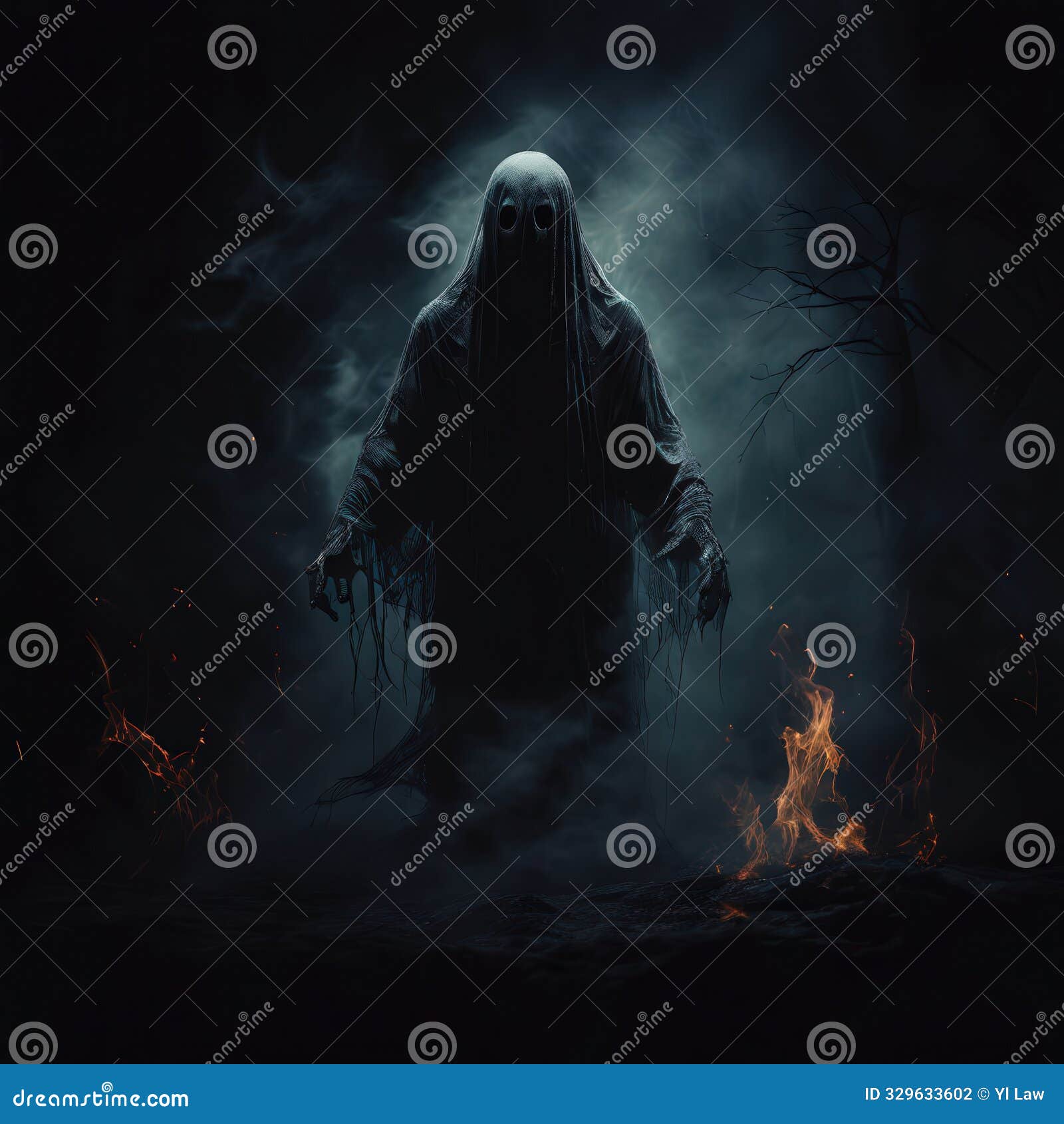 The AI Image Generator, Spooky Ghost Floating in the Dark Editorial ...