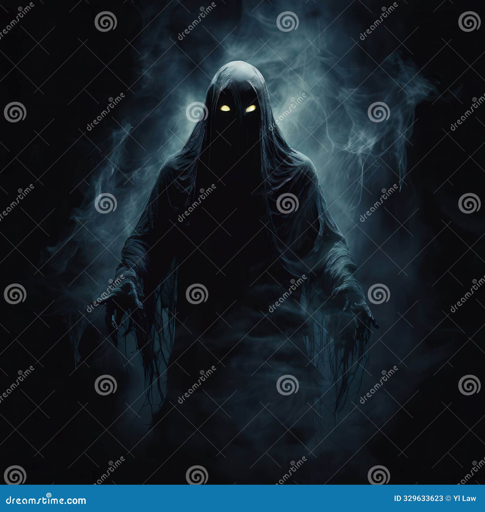 The AI Image Generator, Spooky Ghost Floating in the Dark Stock ...