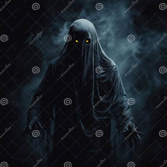 The AI Image Generator, Spooky Ghost Floating in the Dark Stock ...