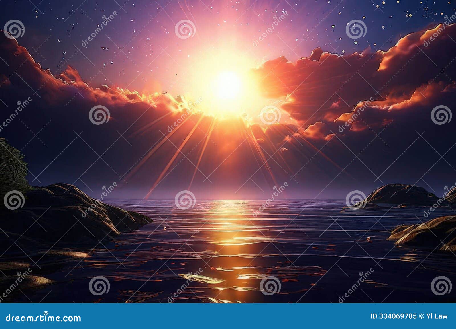The AI Image Generator, Sunset at the Beach Stock Illustration ...
