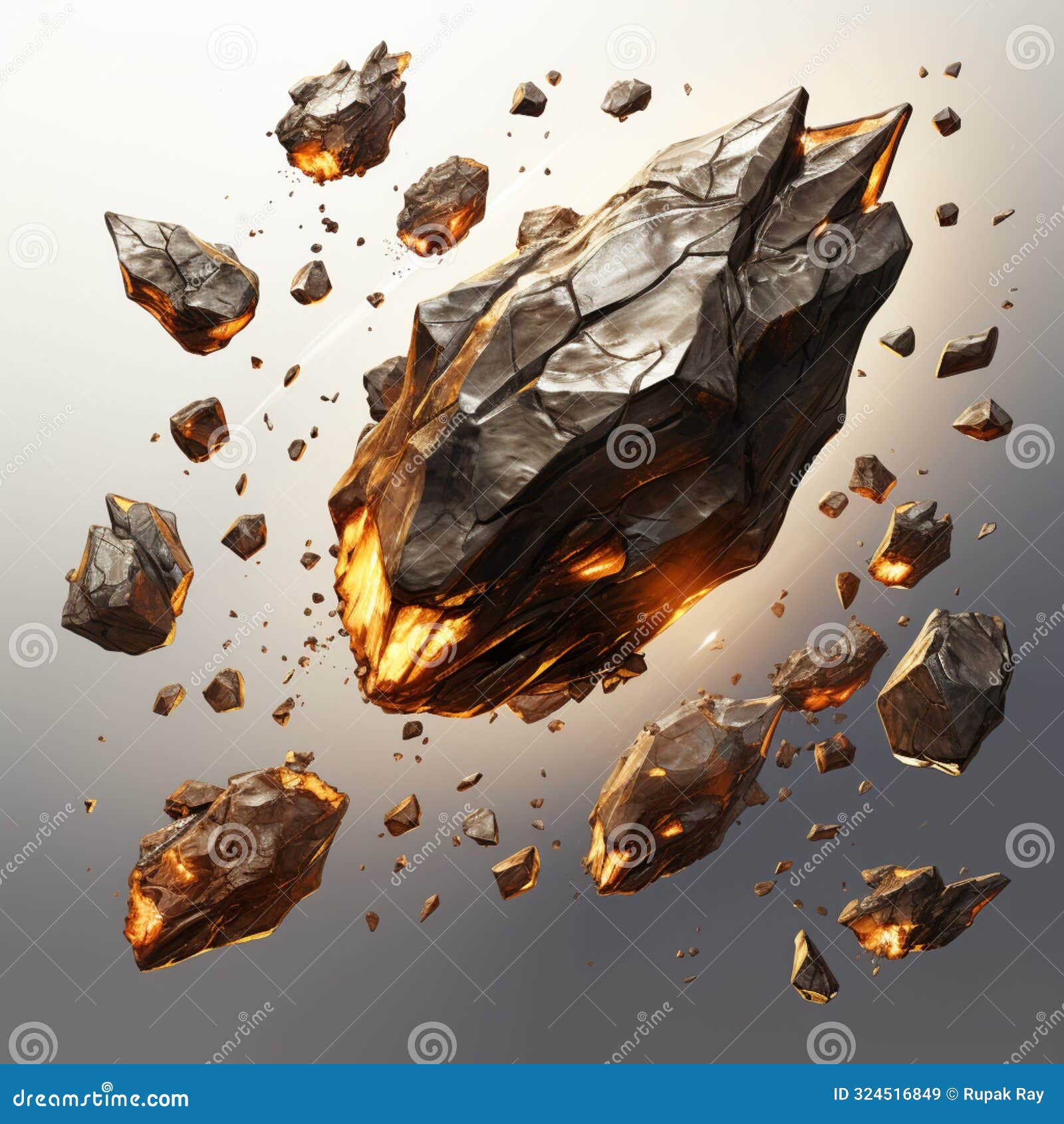 Asteroids are Images of Rocky or Stony Meteorites on a White Background ...