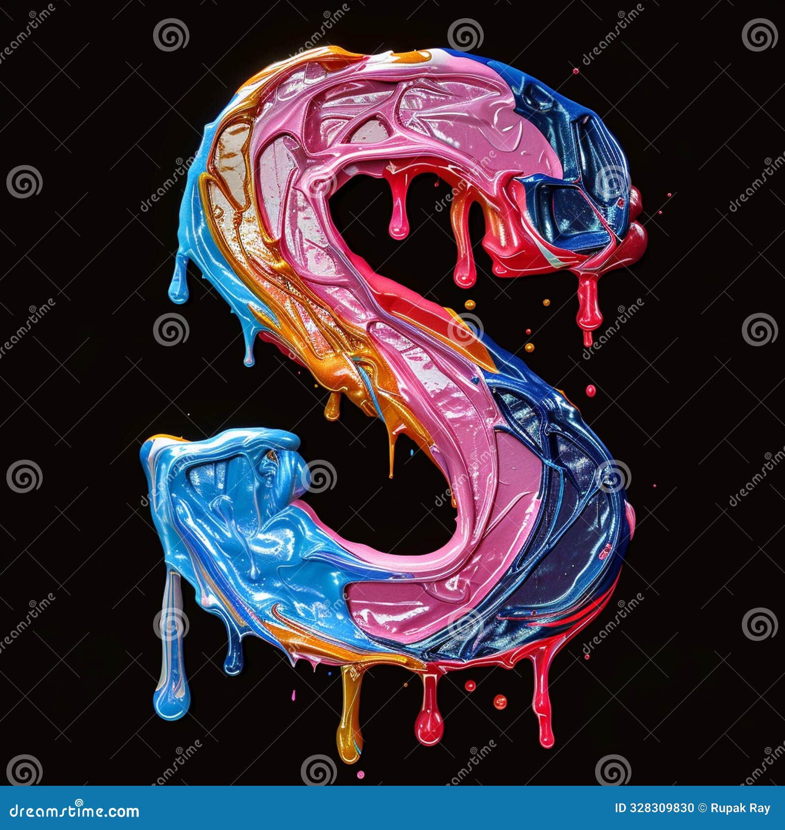 3d Alphabet with Melted Colorful Paint Letters Image Stock Illustration ...