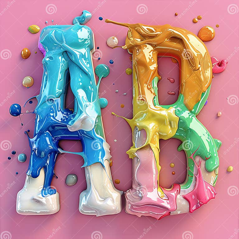 3d Alphabet with Melted Colorful Paint Letters Image Stock Illustration ...