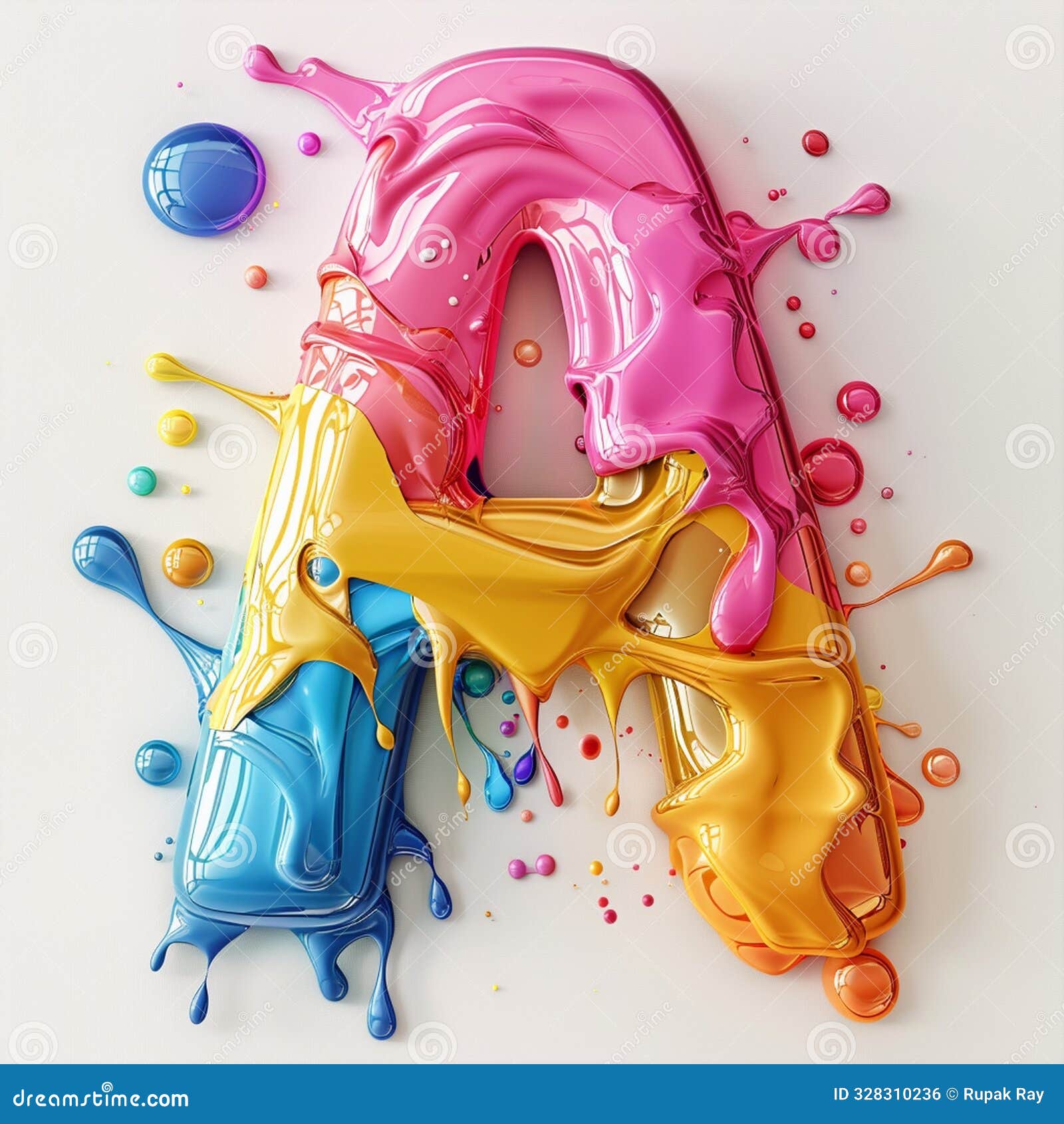 3d Alphabet with Melted Colorful Paint Letters Image Stock Illustration ...