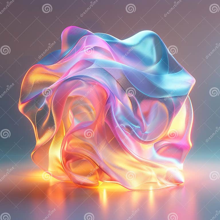 3D Rendering Abstract Holographic Shape Illustrator Stock Illustration ...
