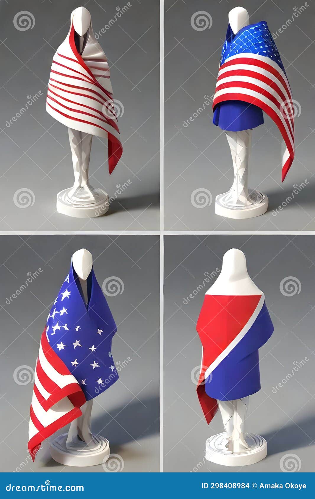 Sculptures Wrapped with Flag Presented in Four Sets. Stock Illustration ...