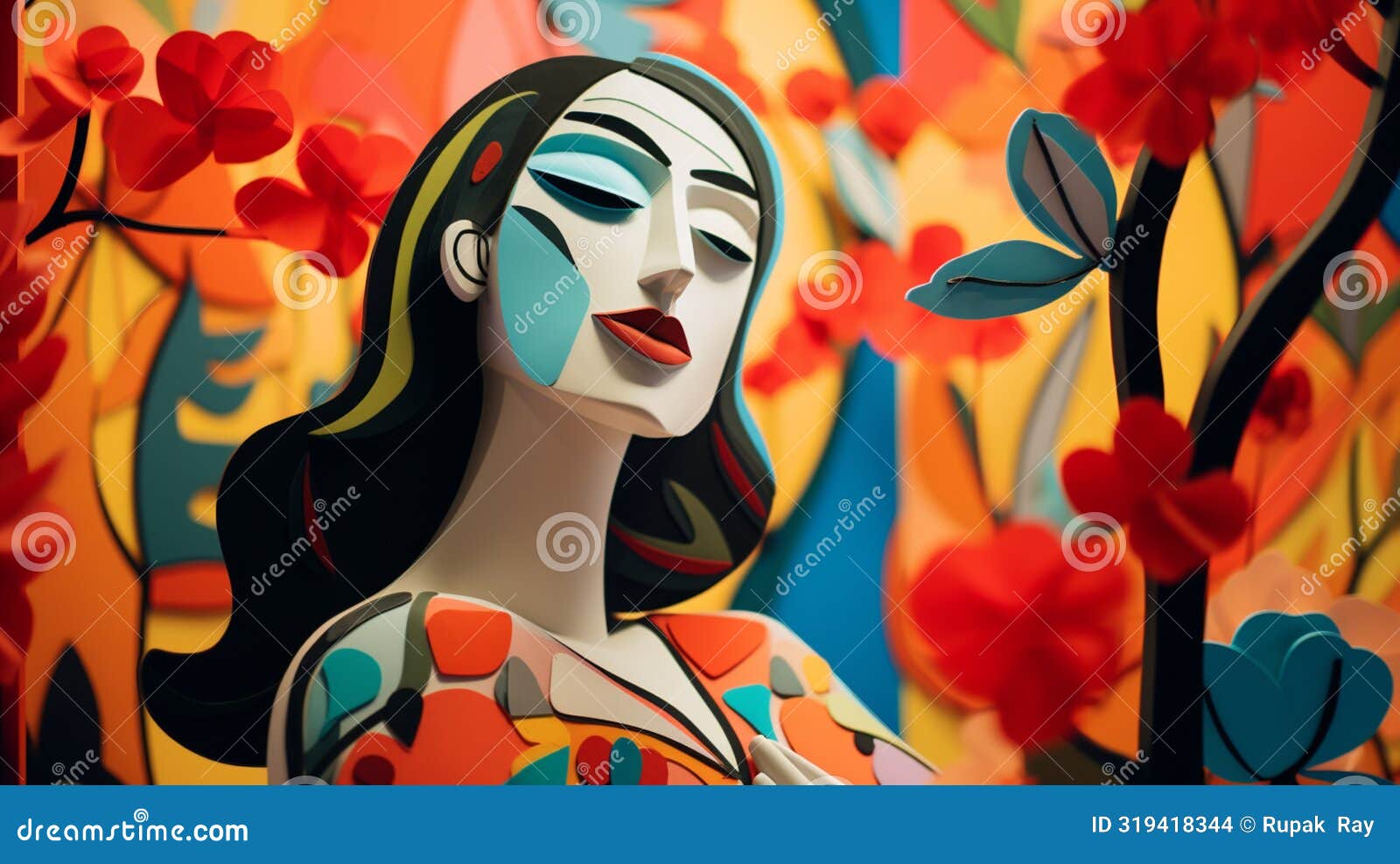 Harmonic Polygons Serenity Cubism Art Print Image Stock Illustration ...