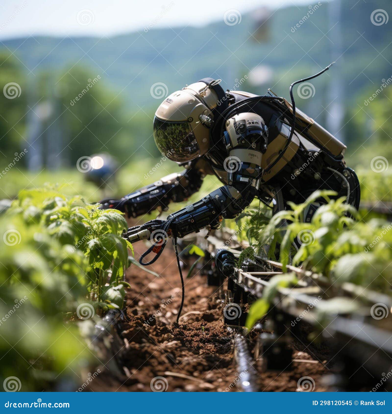 Robot Harvesting System in Vegetable Field Stock Image - Image of ...