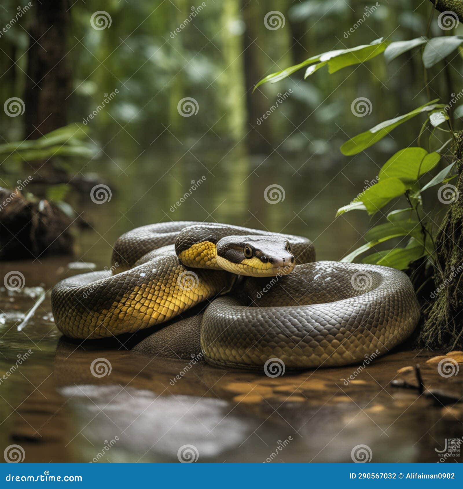 AI Images - Giant Anaconda in Amazon Forest Stock Illustration ...