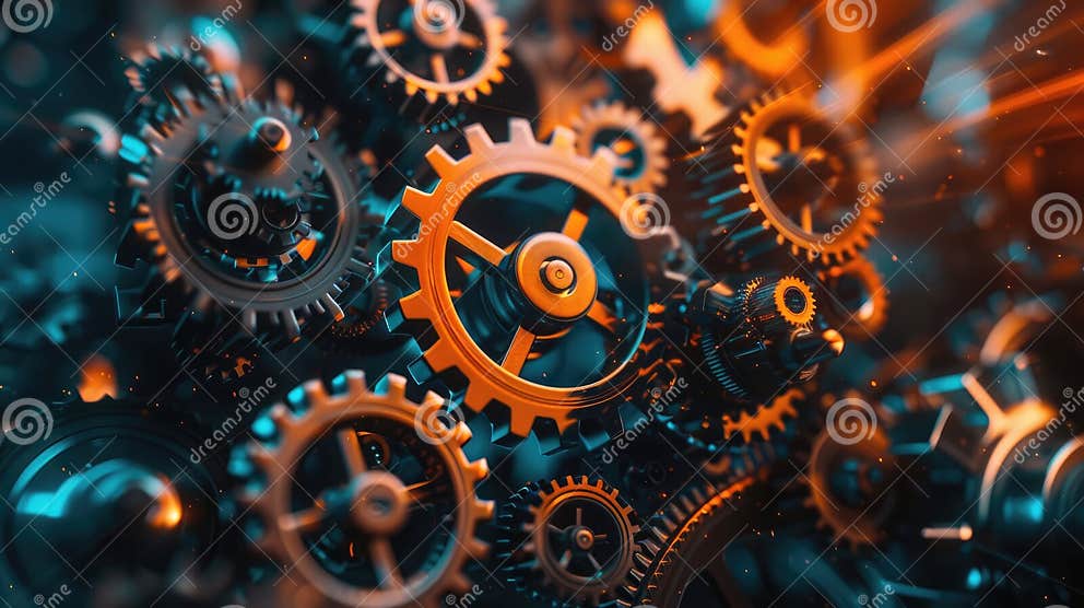 AI Insights Symbolized by an Intricate Clockwork of Gears and Cogs, Each Representing Different ...