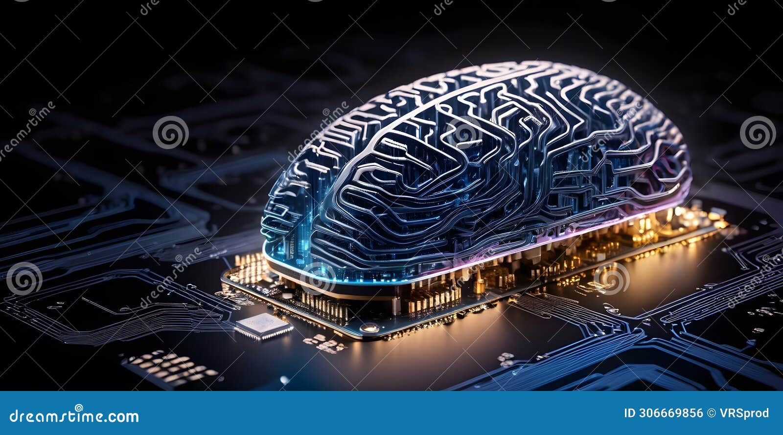 AI-Integrated Brain Circuitry Visualization Stock Photo - Image of ...