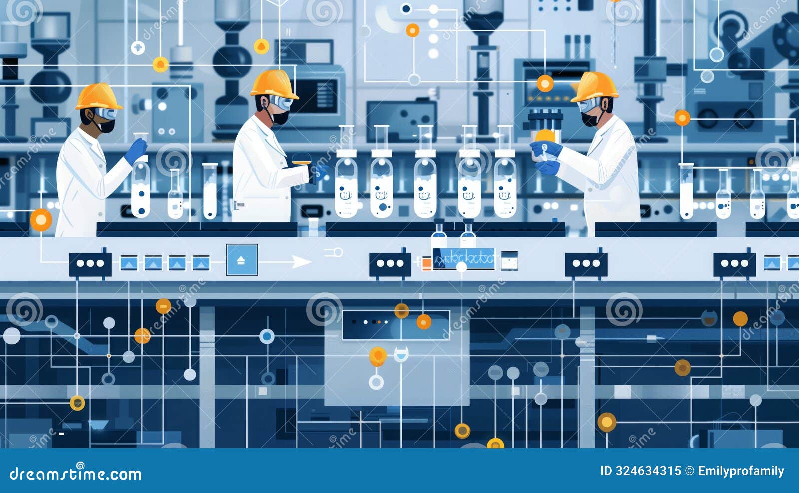 AI Integration Workflow in a Modern Laboratory Stock Illustration ...