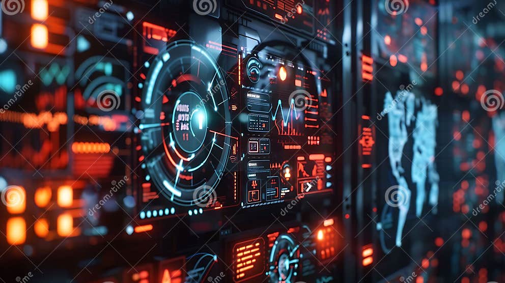 An AI interface monitoring stock illustration. Illustration of computer ...