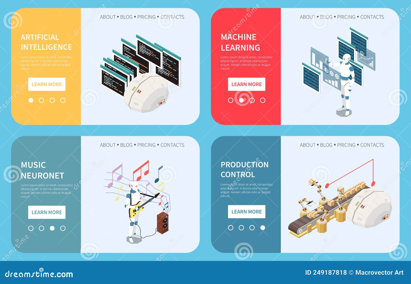 AI Isometric Banners Set stock vector. Illustration of cloud - 249187818