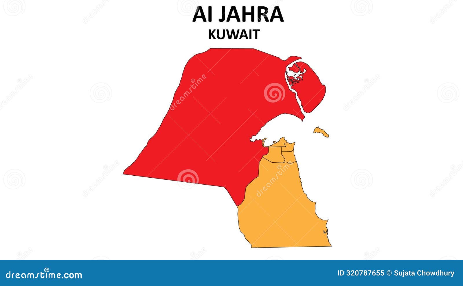 AI Jahra Map In Kuwait. Vector Map Of Kuwait. Regions Map Of Kuwait ...