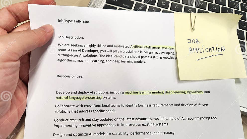 AI Job Application Concept. a Person Looking at the Job Description As ...