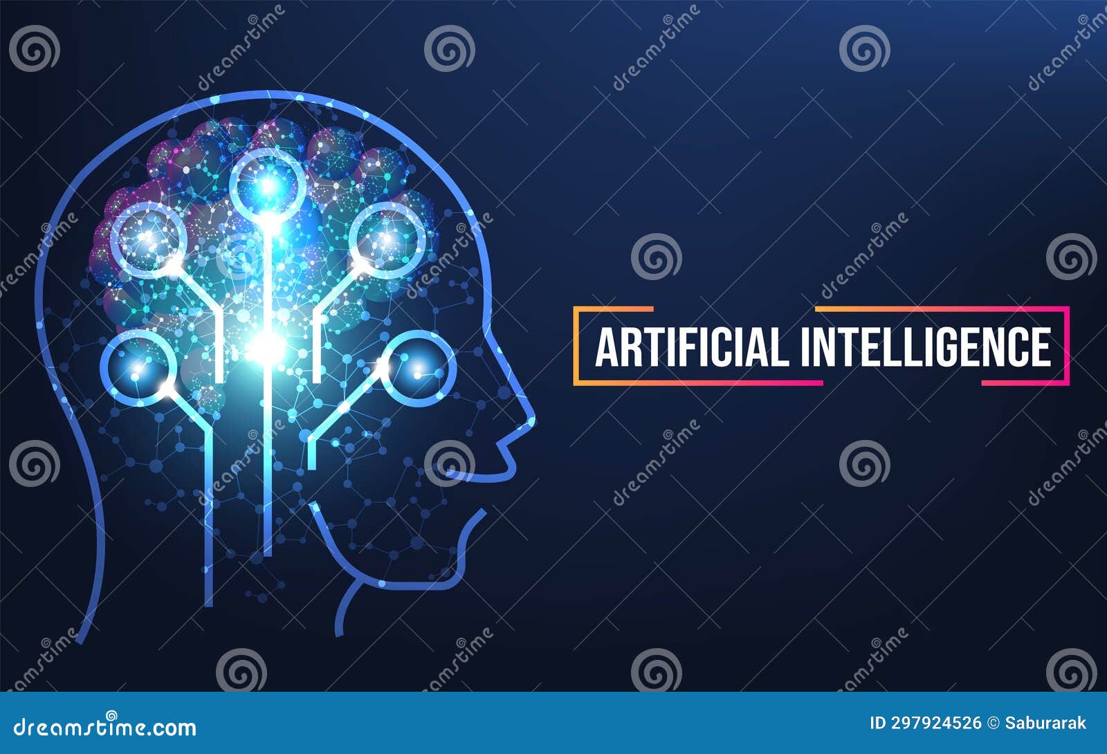 AI Learning and Artificial Intelligence Background Concept. Vector ...