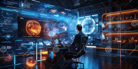 Ai Learning and Artificial Intelligence Concept in Blue Theme Stock ...