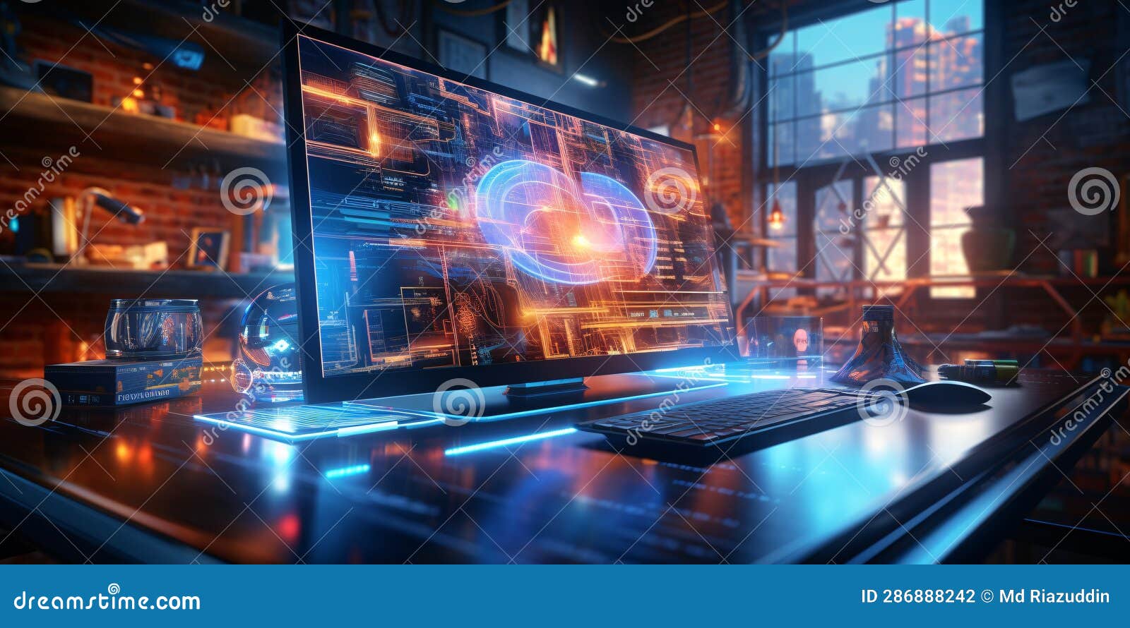 Ai Learning and Artificial Intelligence Concept in Blue Theme Stock ...