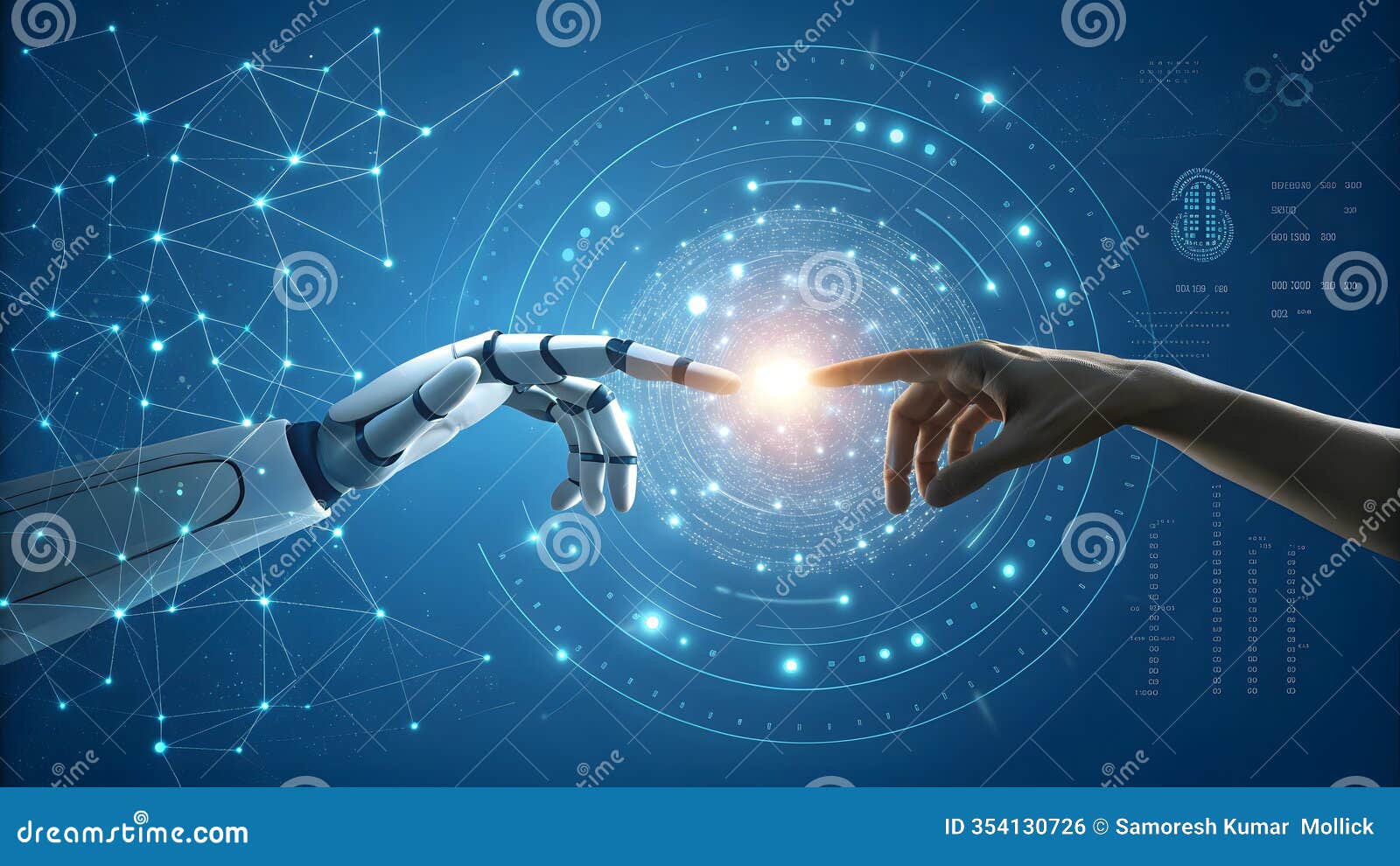 AI Learning and Artificial Intelligence Concept, Contact between Human ...