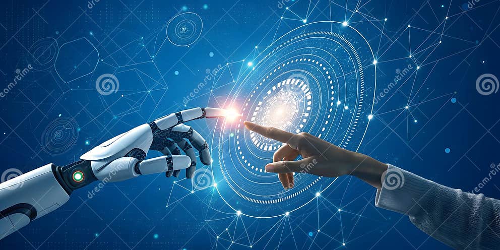 AI Learning and Artificial Intelligence Concept, Contact between Human ...