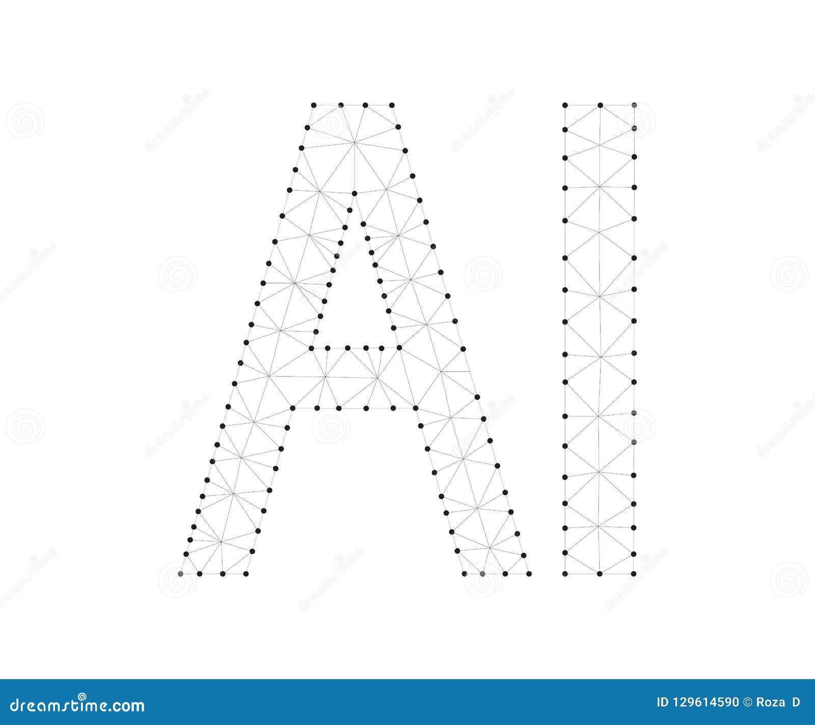 AI Letter,polygon, Black-white Stock Vector - Illustration of ...