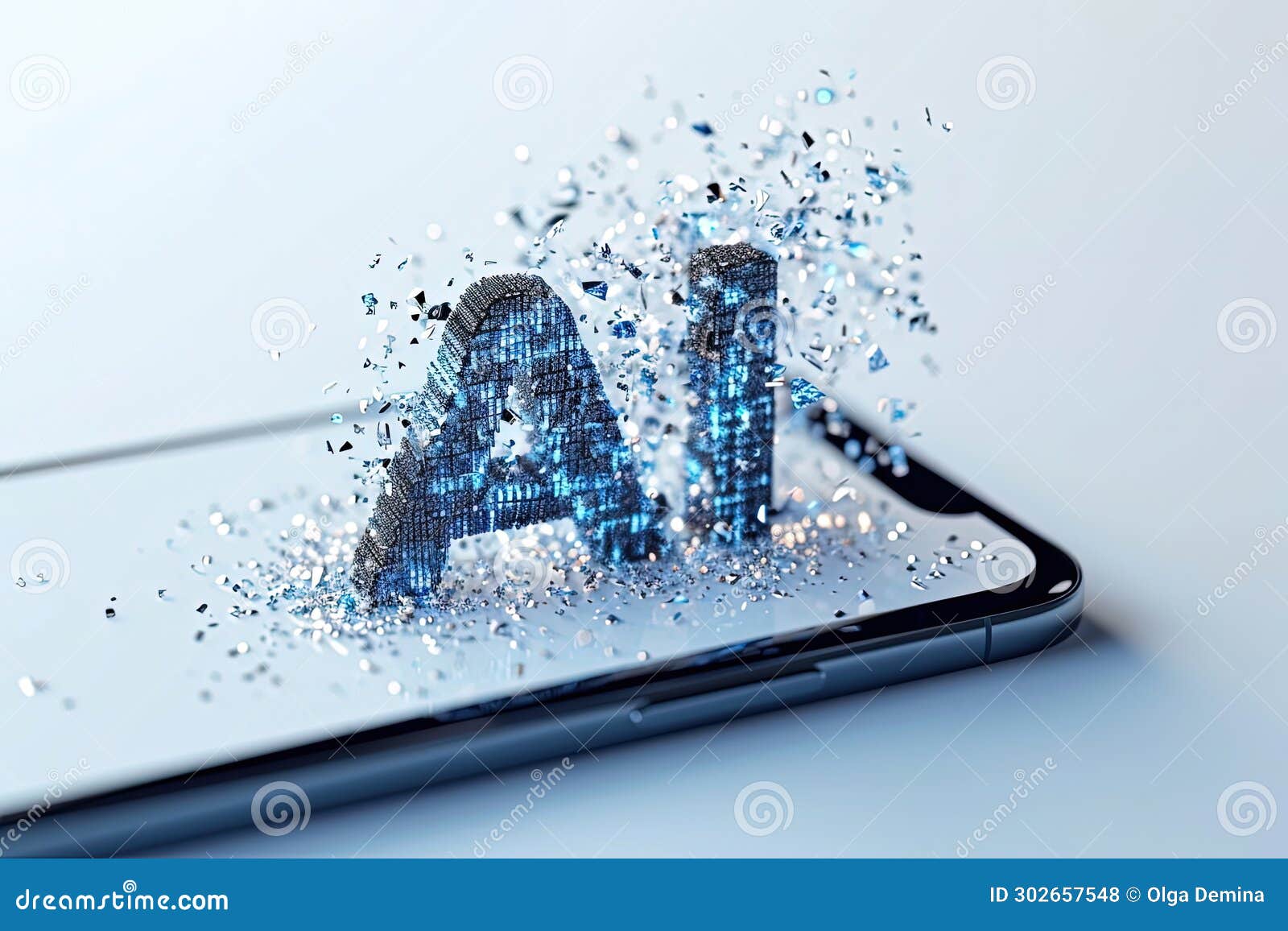 AI Letters with Dynamic Splash Effect from Smartphone, Flow of ...