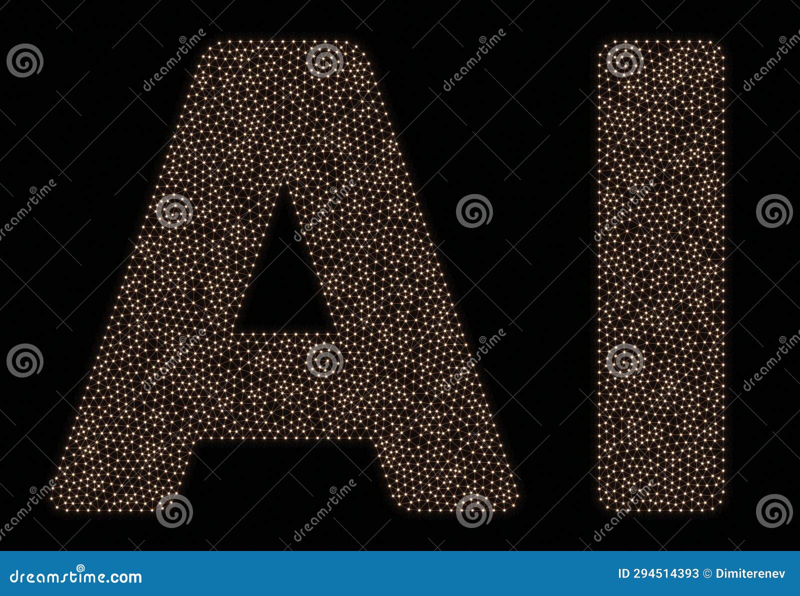 AI Letters Formed by Network of Interconnected Light Nodes Stock Image ...