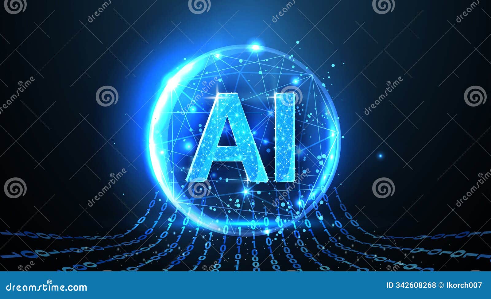 AI Letters on Chip. AI Technology, Robot Core, Electric Line Stock ...