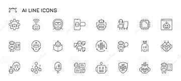 Ai Line Icon. Artificial Intelligence Bot, Voice and Text Chatbot ...